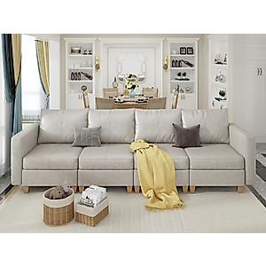 EASE MOOSE Modular Sectional Couch with Storage Seats,4 Seat Faux Leather Convertible Modular Sofa Sectional Sofa Couch with Reversible Chaises for Small Spaces