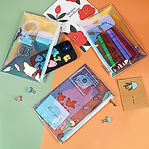 HRX Package Clear Iridescent Holographic Makeup Bag, 3pcs Cosmetic Pouches with Zipper Travel Organizer Case for Purse Diaper Bag