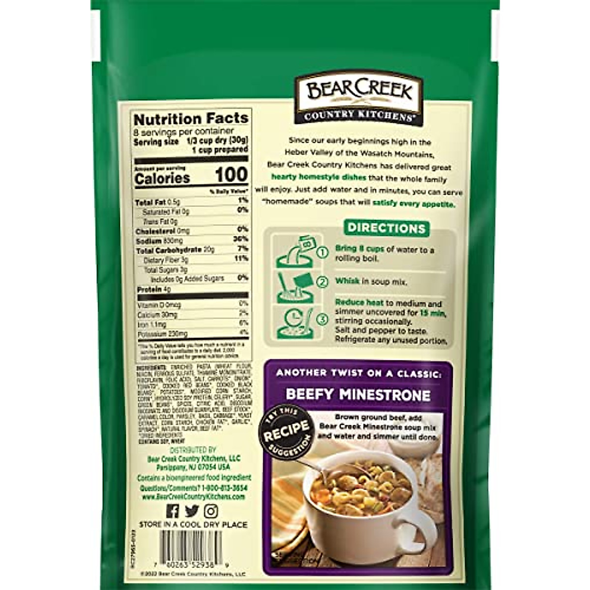 Bear Creek Soup Mix, Minestrone, 8.4 Ounce