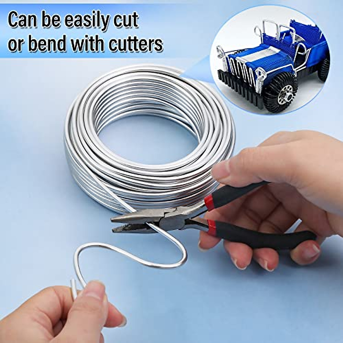 3mm Craft Wire for Sculpting, 52 Ft Aluminum Wire Bendable Thick Metal Wire for Bonsai Trees Floral Armature Wire Weaving Wrapping Clay Models Dolls DIY Jewelry Making (9 Gauge Thickness)