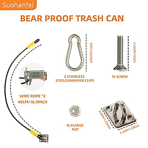 Suohanfei 2 Pcs Trash Can Lock for Animals, Raccoon Bear Proof Trash Can Lid Locks, Universal Outdoor Garbage Can Lock（Black）
