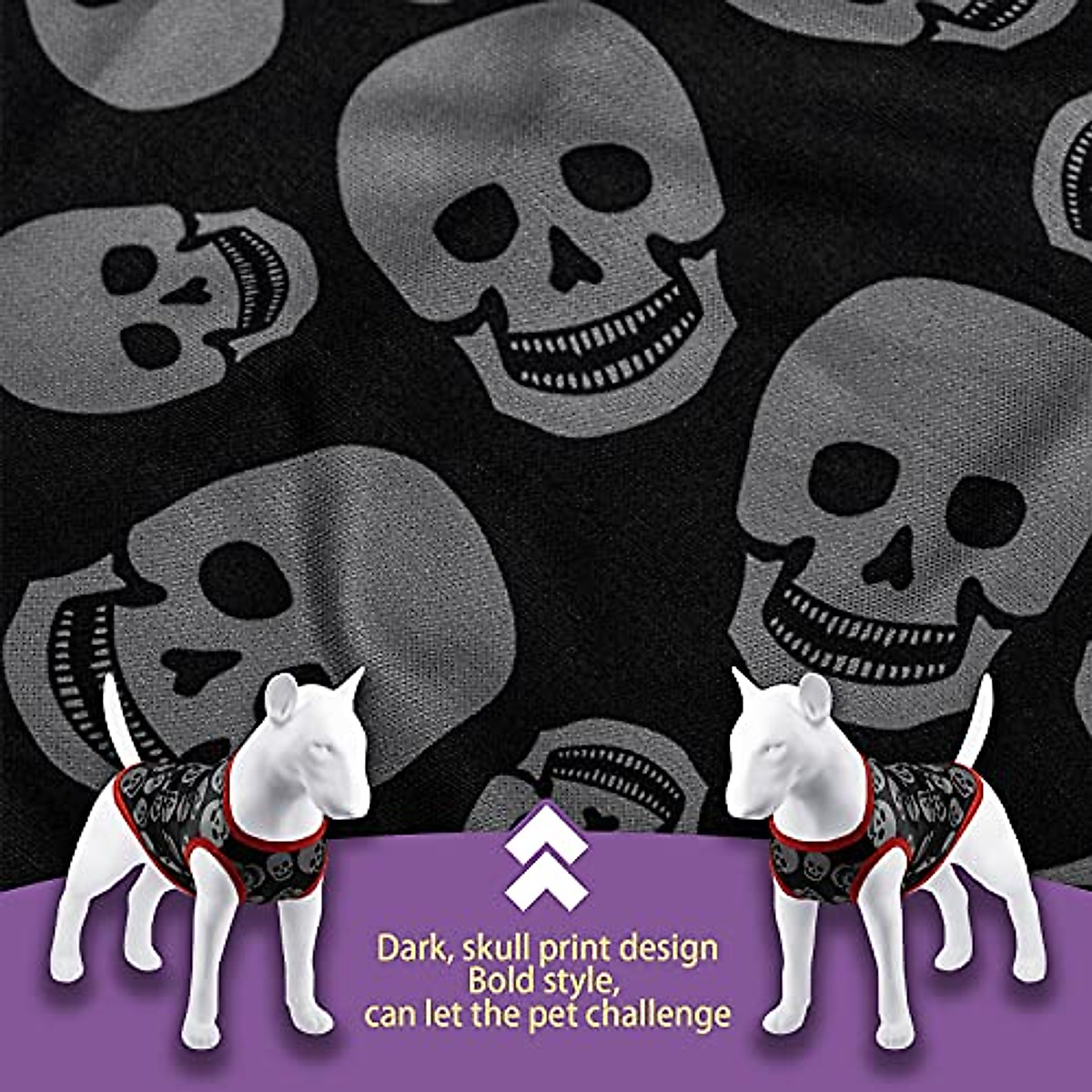 Hozz 2 Pack Dog Cute T Shirts for Small Dogs Durable Polyester Summer Clothes no Shrink Fashion Skull S