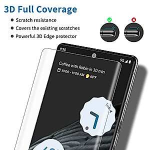3 Pack Ultra Glass Screen Protector for Google Pixel 7 Pro 3D Curved Tempered Glass Shield Support Fingerprint Unlocking, Scratch & Impact Protection, Full HD Clear & Smooth Touch for Pixel 7 Pro 5G (transparent)