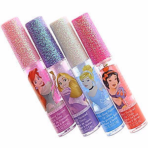 Townley Girl Disney Princess Super Sparkly Lip Gloss Set, 0.05 Fl Oz (Pack of 7)
