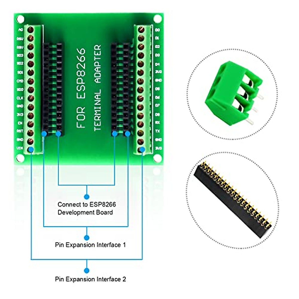 KeeYees ESP8266 Breakout Board GPIO 1 into 2 for ESP8266 ESP-12E Development Board (2PCS)