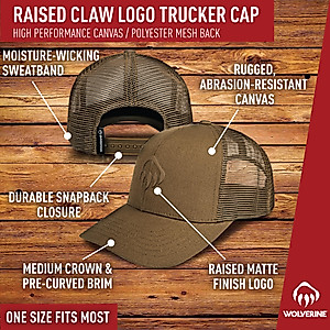 WOLVERINE Standard Trucker Hat Snap Back Baseball Cap for Men and Women, One Size Fits Most, Raised -Onyx