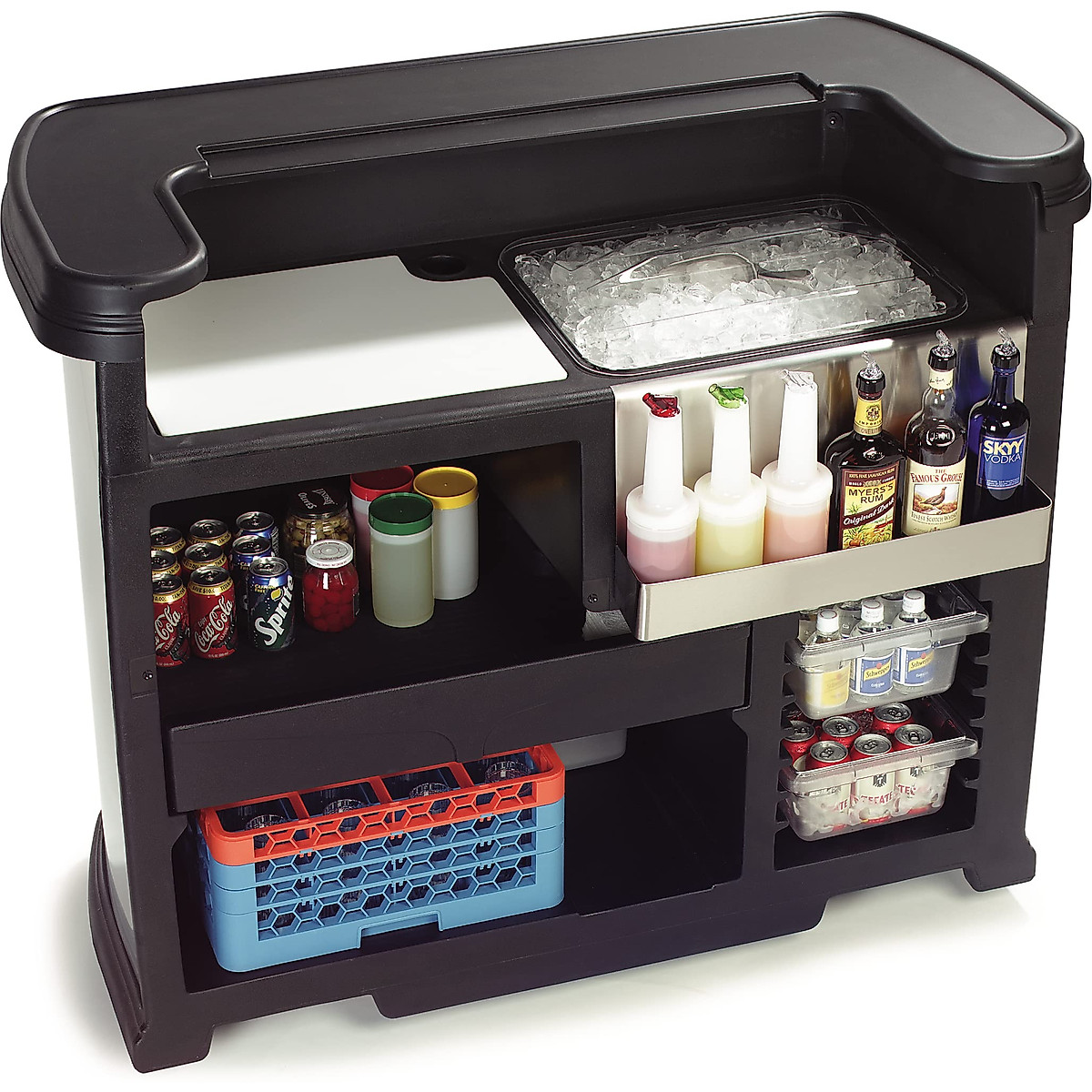 Carlisle FoodService Products Maximizer Portable Travel Bar Table with Locking Casters for Catering, Buffets, Restaurants, Ldpe, 56 X 26.5 X 48.5 Inches, Black