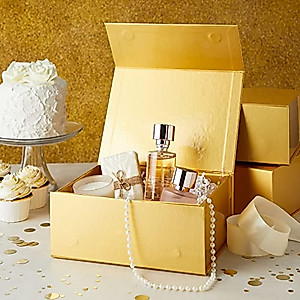 Stockroom Plus 6 Pack Magnetic Gift Boxes with Lids, 9.5 x 7 x 4 Inches for Birthday, Wedding, Groomsman and Bridesmaid Proposal Box (Gold)