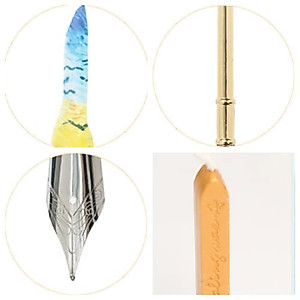 FUISSE Quill Pen and Ink Set Oil Painting Style Birthday Creative Gift Feather Dipped Pen Set English Calligraphy Pen Vintage Gift Box, E