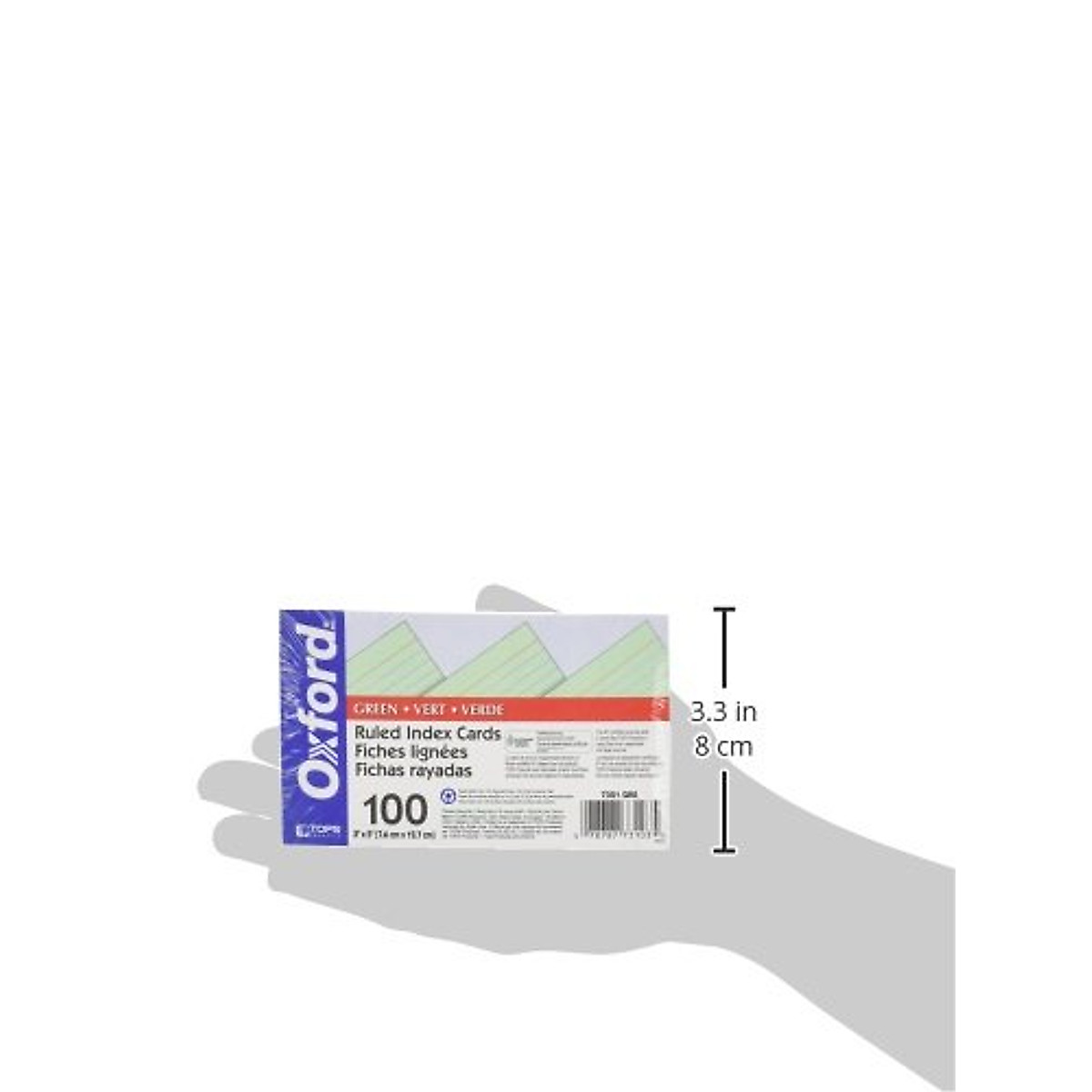 Oxford Ruled Color Index Cards, 3" x 5", Green, 100 Per Pack (7321 GRE)
