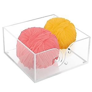 Transparent Acrylic Yarn Bowl Holder, Knitting Kit Wool Storage Cube with Holes Crochet Accessories Organizer Dispenser Preventing Slipping and Tangles
