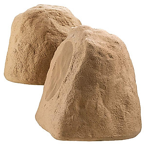 OSD Audio 8" Wireless Bluetooth Outdoor Rock Speaker Sandstone Canyon Brown Pair IP67 Power Supply BTR805