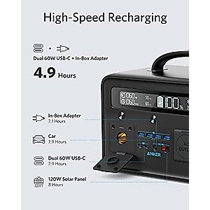 Anker Portable Generator 778Wh, 545 Portable Power Station (PowerHouse 778Wh), 500W Outdoor Generator with 110V 2-AC Outlets, 2X 60W PD Outputs and LED Light for RV, Camping, Emergencies, and More (Renewed)