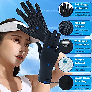 2 Pairs Full Finger Copper Arthritis Compression Gloves with Touchscreen Tips. Relief for Hand Pain, Carpal Tunnel, Rheumatoid, Inflammation, Tendonitis, Trigger Finger, RSI, Fit for Men Women (M)