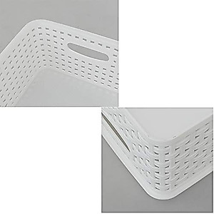 Easymanie Plastic Weave Storage Basket Bin, 10" x 7.5" x 4", 6 Pack
