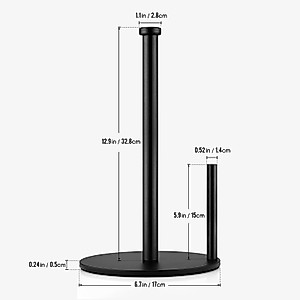 Black Paper Towel Holder, Countertop Paper Towel Holder, Steady Paper Roll Holder, Weighted Paper Towel Stand for Kitchen Bathroom