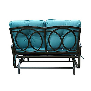 Kozyard Cozy Two Rocking Love Seats Glider Swing Bench/Rocker for Patio, Yard with Soft Cushion and Sturdy Frame (Blue)