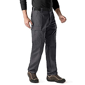 CQR Men's Tactical Combat Cargo Pants, Water Resistant Ripstop, Military Outdoor Hiking Work Apparel, Brigade Pants Charcoal, X-Large