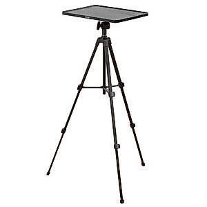 VIVO Universal Aluminum Tripod Folding Projector Stand, Height Adjustable Tilting Laptop Stand with Tray, Nylon Bag Included, for Home and Office, Black, STAND-VP01T