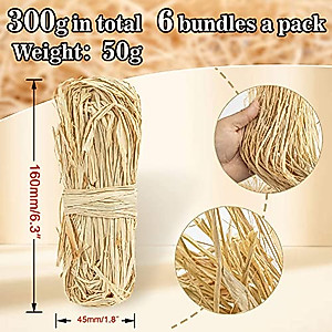 300g Natural Raffia Ribbon Raffia Grass - Sukh Raffia Straw for Florist Bouquets Decoration Crafts Ribbon for Gift Wrapping Christmas Gift Birthday Raffia Grass Wrap Ribbon Natural Materials 6PCSx50g