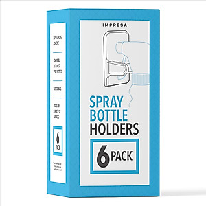 [6 Pack] Wall Mount Spray Bottle Holder to Create Storage Space - Easy to Install Spray Bottle Hanger - Strong Hold Spray Bottle Holder Wall Mount to a Variety of Surfaces - Spray Bottle Wall Holder