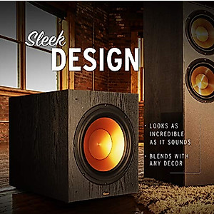 Klipsch Synergy Black Label Sub-120 12” Front-Firing Subwoofer with 200 Watts of continuous & 400 watts of Dynamic Power, and Digital Amplifier for Powerful Home Theater Bass in Black