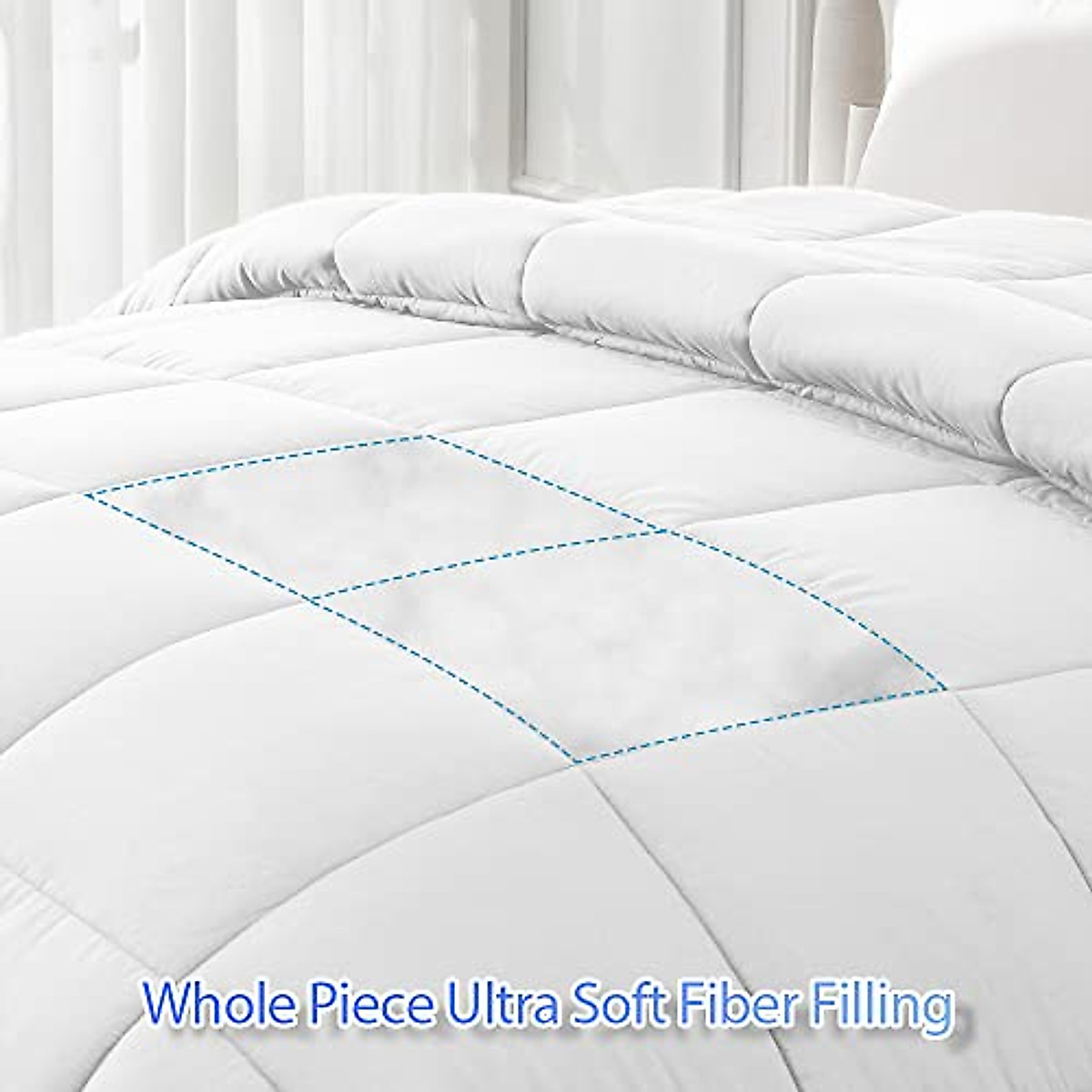 MATBEBY Queen Size Comforter Duvet Insert - All Season White Quilted Down Alternative Bedding Comforter with Corner Tabs - Winter Summer Fluffy Soft - Machine Washable