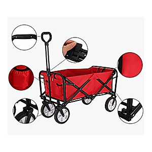 LHLLHL Portable Utility Wagon Home Garden Wagon Cart with Storage Basket Folding Cart Camping Cart Outdoor Wagon 4 Wheels Beach Trolley (Color : White-Dinosaur Doodle4)