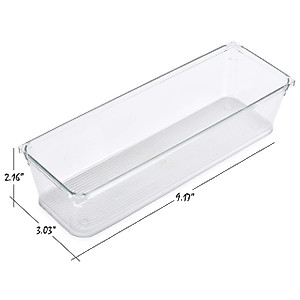 Clear Drawer Organizer - Easily Organize and Customize the Layout of Drawers. Great for Office Desk, Utensils, Cosmetics and Makeup. (8-Piece Set)