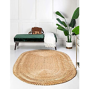 Unique Loom Braided Jute Collection Area Rug (Oval 3' 1" x 5' 1", Natural)