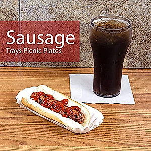 White Paper Hot Dog Tray Medium Weight 6"- Hamburger Serving Dish Disposable Fluted Hotdog Boats - Breakfast Sausage Trays Picnic Plates - Hotdog Container Cart Accessories (Pack of 250)