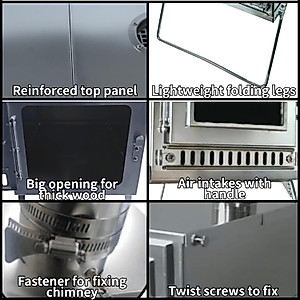 DANCHEL OUTDOOR sectorwing IS7 Portable Wood Stove for Tent Camping, Folding Tent Stove with 7.2ft Chimney Wood Burning 304 Stainless Steel, 2.76''Dia.