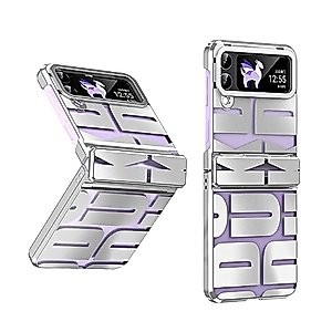 Cell Phone Case Ultra-Thin Lightweight Case Compatible with Samsung Galaxy Z Flip 4 with Hinge+Camera Lens Protector Shockproof Full Protective Rugged Cover (Electroplating) with Hard Protective Body