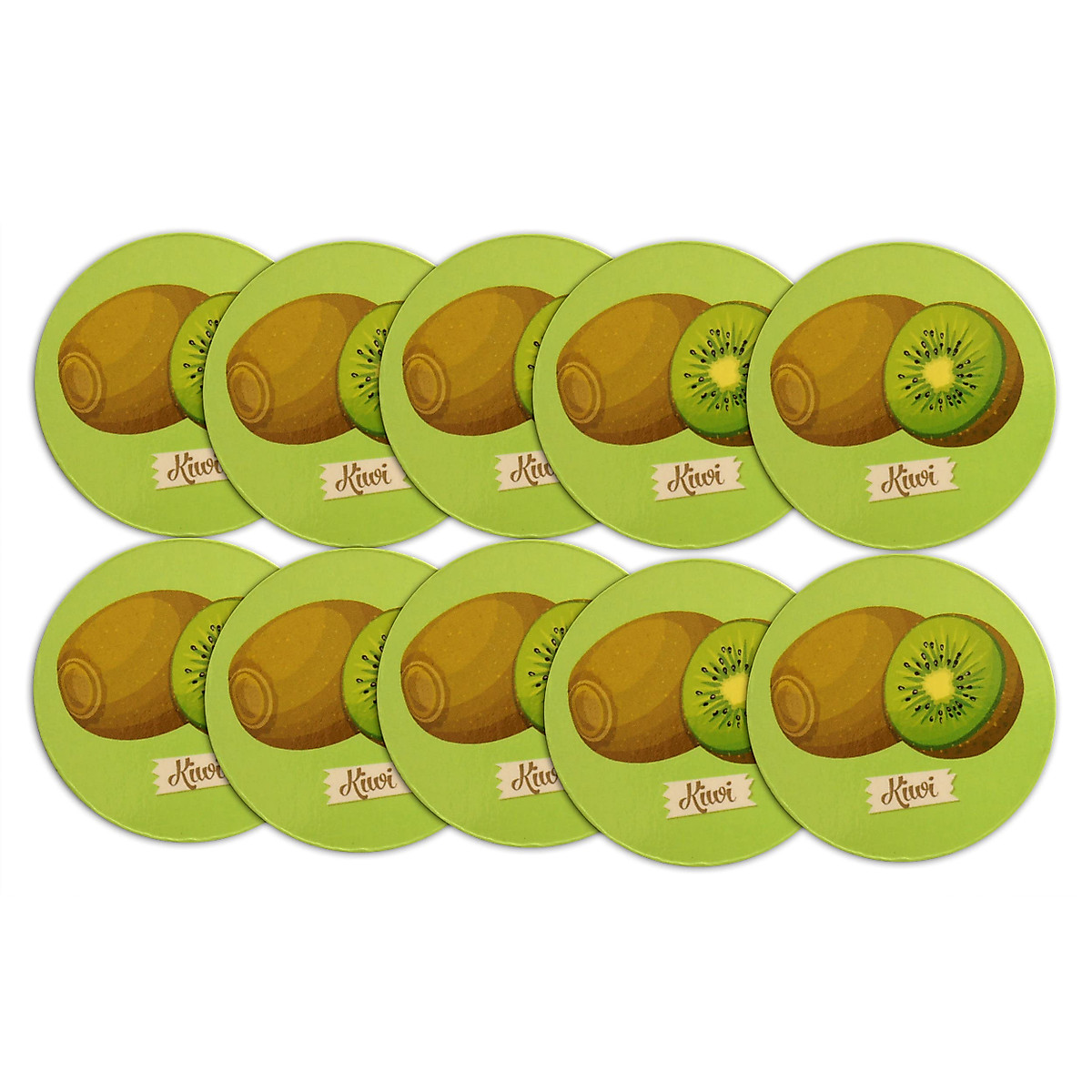 Novel Merk Kiwi Fruit Refrigerator Magnets, Small Circle Kiwifruit & Banner Design for Fridge, Gifts, Decor, Party Favors, & Prizes (10 Pack)