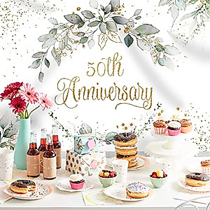 Rsuuinu Happy 50th Anniversary Backdrop Greenery Cheers to Wedding Anniversary Bridal Shower Miss to Mrs Photography Background Party Decorations Banner Supplies Favors Photo Booth Props 7x5ft
