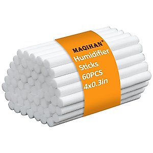 60PCS Humidifier Stick Filter Refill - Mini Humidifier Filter Sticks Air Diffuser Pure Wicks Refill Cotton Filter Sticks Replacement Wicks for Small Portable Humidifier Diffuser in Office Bedroom Home
