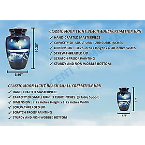 THE ASCENT MEMORIAL Urns for Human Ashes Adult Male Female | Handcrafted Large Handcrafted Funeral Cremation Urns | Complimentary Mini Keepsake Token | Velvet Carry Bags for Keepsake and Urn