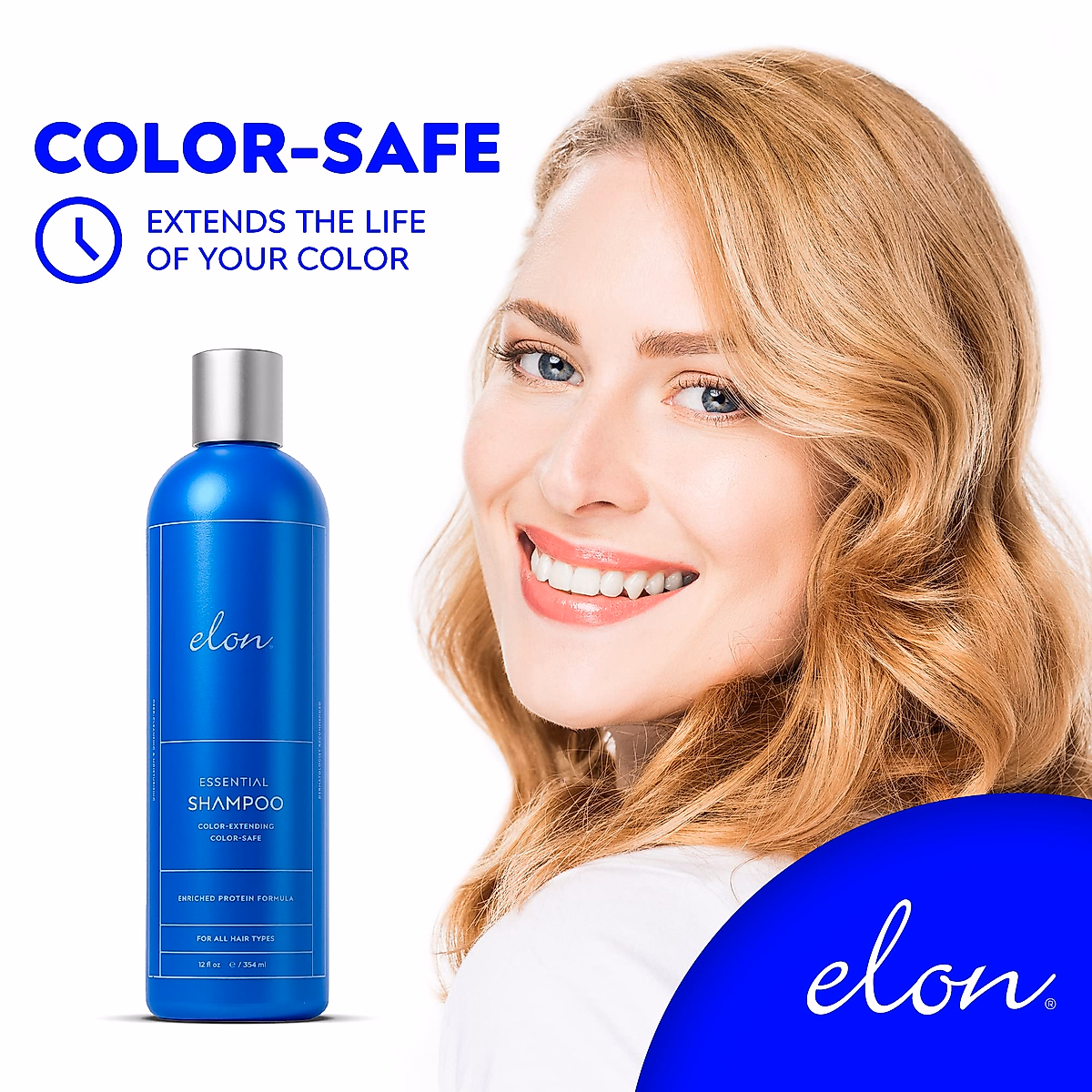Elon Essential Shampoo for Damaged Hair — For Dry Hair, Color-Safe & Color-Extending Hair Repair & Hydrating Shampoo — Sulfate Free & Paraben Free (12 Fl Oz)