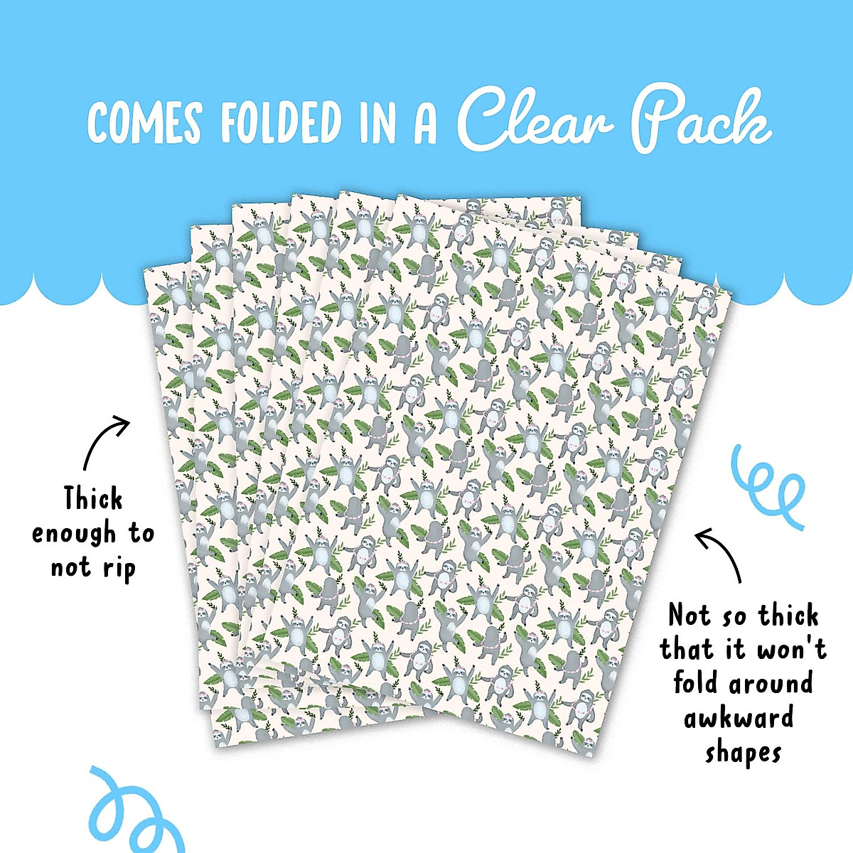 CENTRAL 23 - Sloth Wrapping Paper - 6 Gift Wrap Sheets - Fun GiftWrap for Men Boys Teenagers - Birthday - Made in the UK - Recyclable