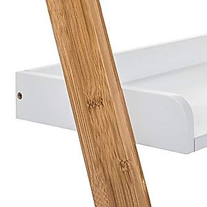 House of Living Art Ladder Shelf with 3-Tiers of Storage, White and Bamboo