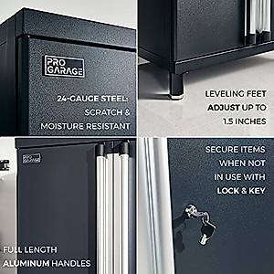 ClosetMaid ProGarage Garage Storage Base Cabinets & Workbench Top 3-Piece Set, Custom, Durable, Adjustable, Steel Construction, Black