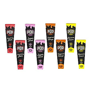 Pop Cones- Cones with a Flavor Burst Pop ( Wraps, Papers, Cones) (All 8 packs, Mix), Red, Yellow, Blue, Orange