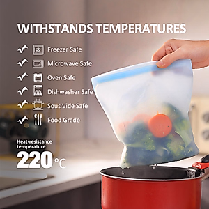 Jovilife Reusable Silicone Storage Bag Double Sealed Leakproof Food Storage Bag BPA Free 1700ml Silicone Food Storage Container Microwave and Dishwasher Safe(PURPLE)