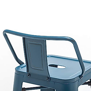 Alunaune 26" Metal Bar Stools Set of 4 Counter Height Barstools Industrial Counter Stool Kitchen Bar Chairs Indoor Outdoor-Low Back, Distressed Navy