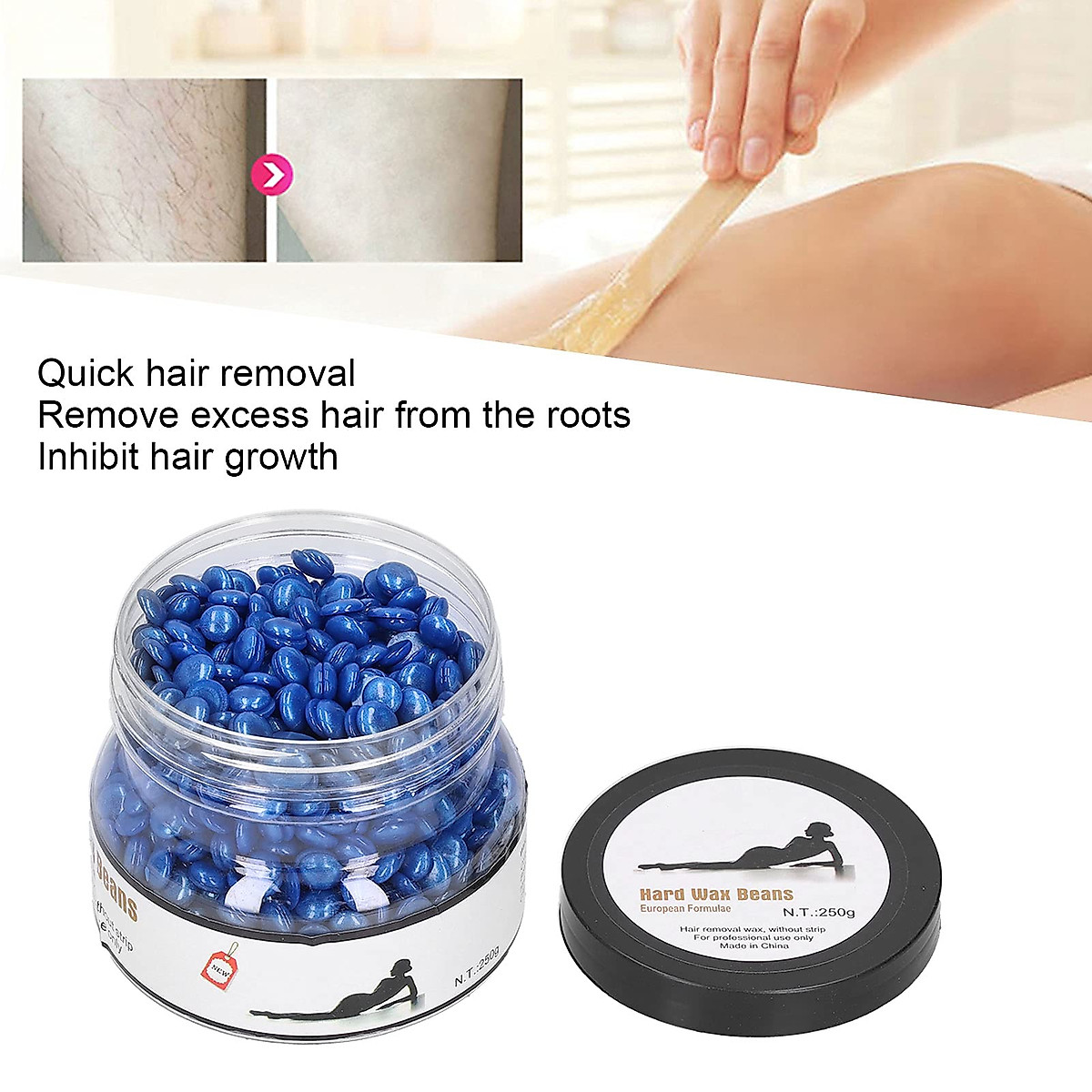 Hard Wax Bean, Depilatory Wax Bead 8.8oz Pearly Lustre Compact Professional Portable for Home for Face Underarm for Legs Bikini Area(Pearly Chamomile)