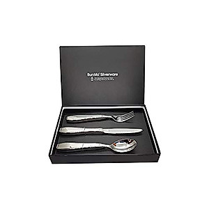 BunMo Weighted Utensils for Tremors and Parkinsons Patients - Heavy Weight Silverware Set of Knife, Fork and Spoon - Adaptive Eating Flatware (3 Pieces)