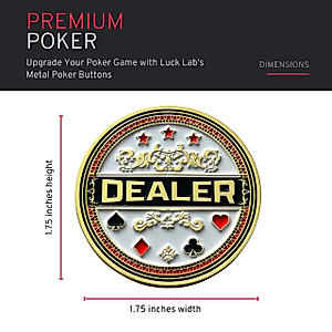 Luck Lab Set of 3 Metal Poker Buttons - Dealer Button, Big Blind and Small Blind Metal Weights (Position Markers) for Texas Hold Em - 1.75 inch