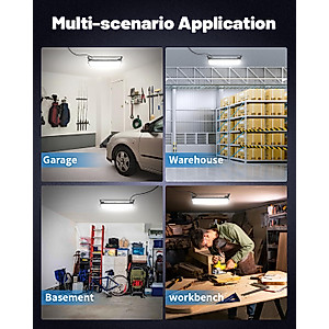 AGranTOP 2 Pack Plug in LED Shop Lights - 100W 15000LM Aluminum Garage Light w/ 9.84ft Power Cord, IP66 Waterproof Shop Lights for Garage, Workshop, Warehouse (Built-in ON/Off Switch)