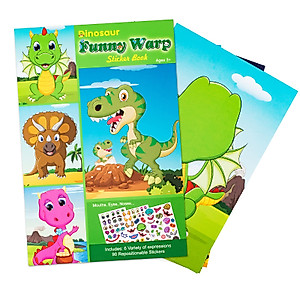 Make a Face Sticker for Kids 42 Sheets Make Your Own Animal Face Stickers 12 Animals and 6 Dinosaur Sticker Pads Set Gift of Festival Party Favor Supplies Art Craft Boys Girls School Reward