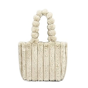 Women's Tote Handbag Fleece Shoulder Bag Hobo Tote Bag Faux Fur Retro Casual Clutch Cute Purse